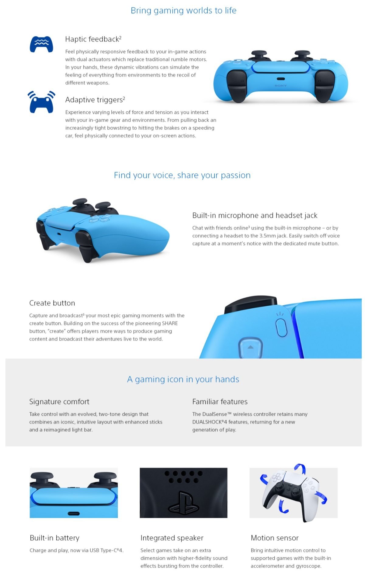 PlayStation 5 DualSense Wireless Controller (Starlight Blue)