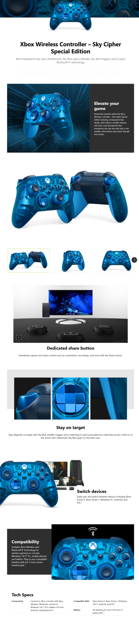Xbox Wireless Controller – Sky Cipher Special Edition